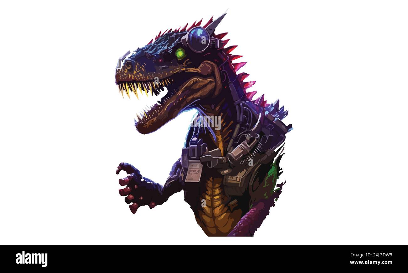 Cyberpunk Dinosaur vector illustration Stock Vector Image & Art - Alamy