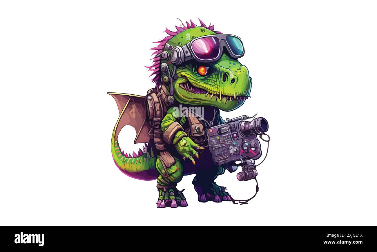 Cyberpunk Dinosaur vector illustration Stock Vector Image & Art - Alamy