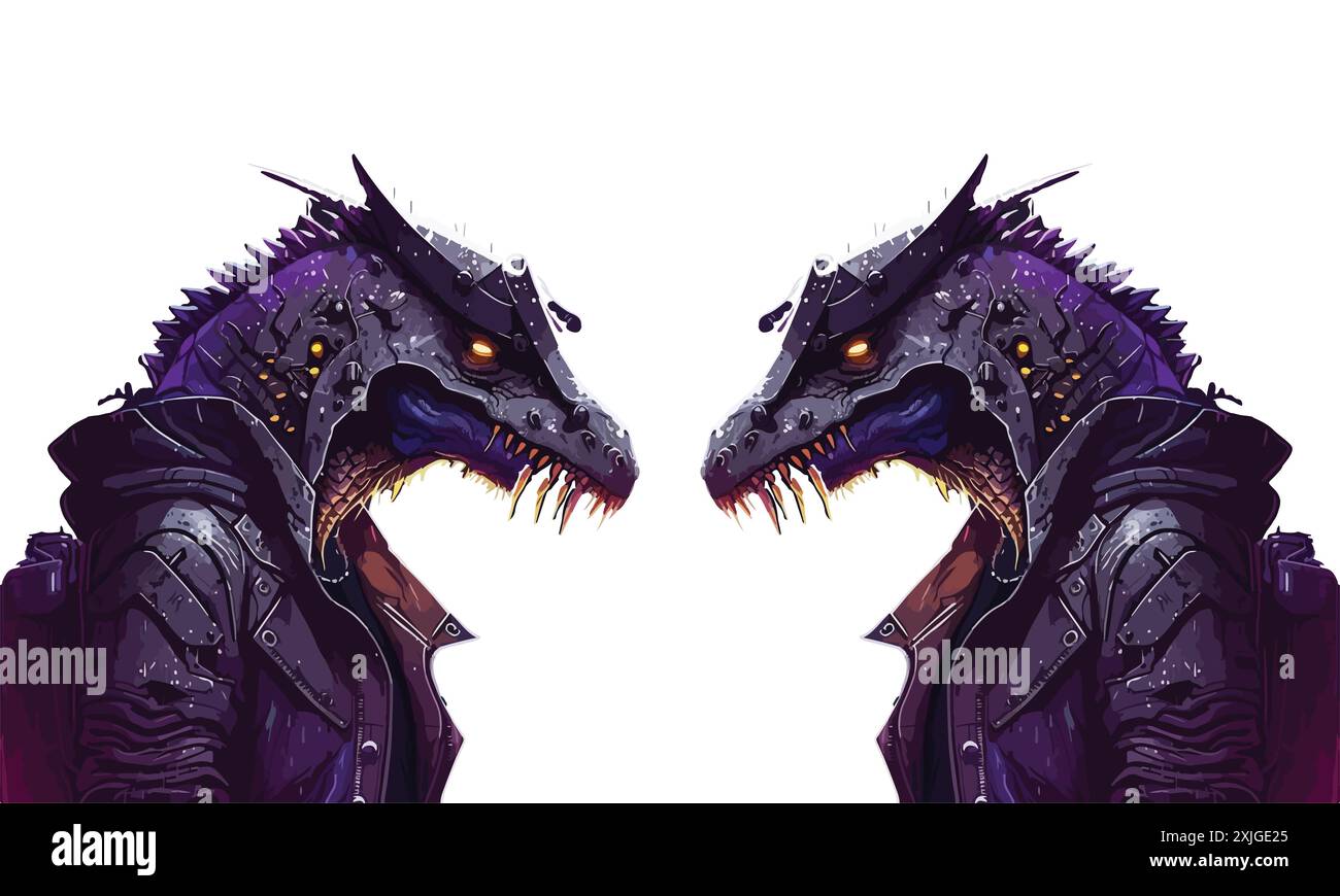 Cyberpunk Dinosaur vector illustration Stock Vector Image & Art - Alamy