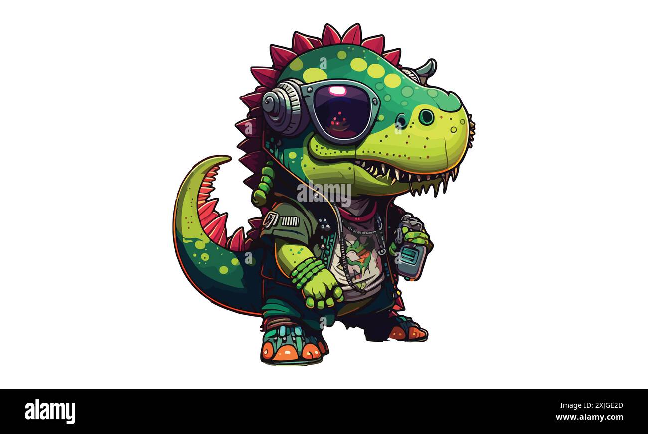 Cyberpunk Dinosaur vector illustration Stock Vector Image & Art - Alamy