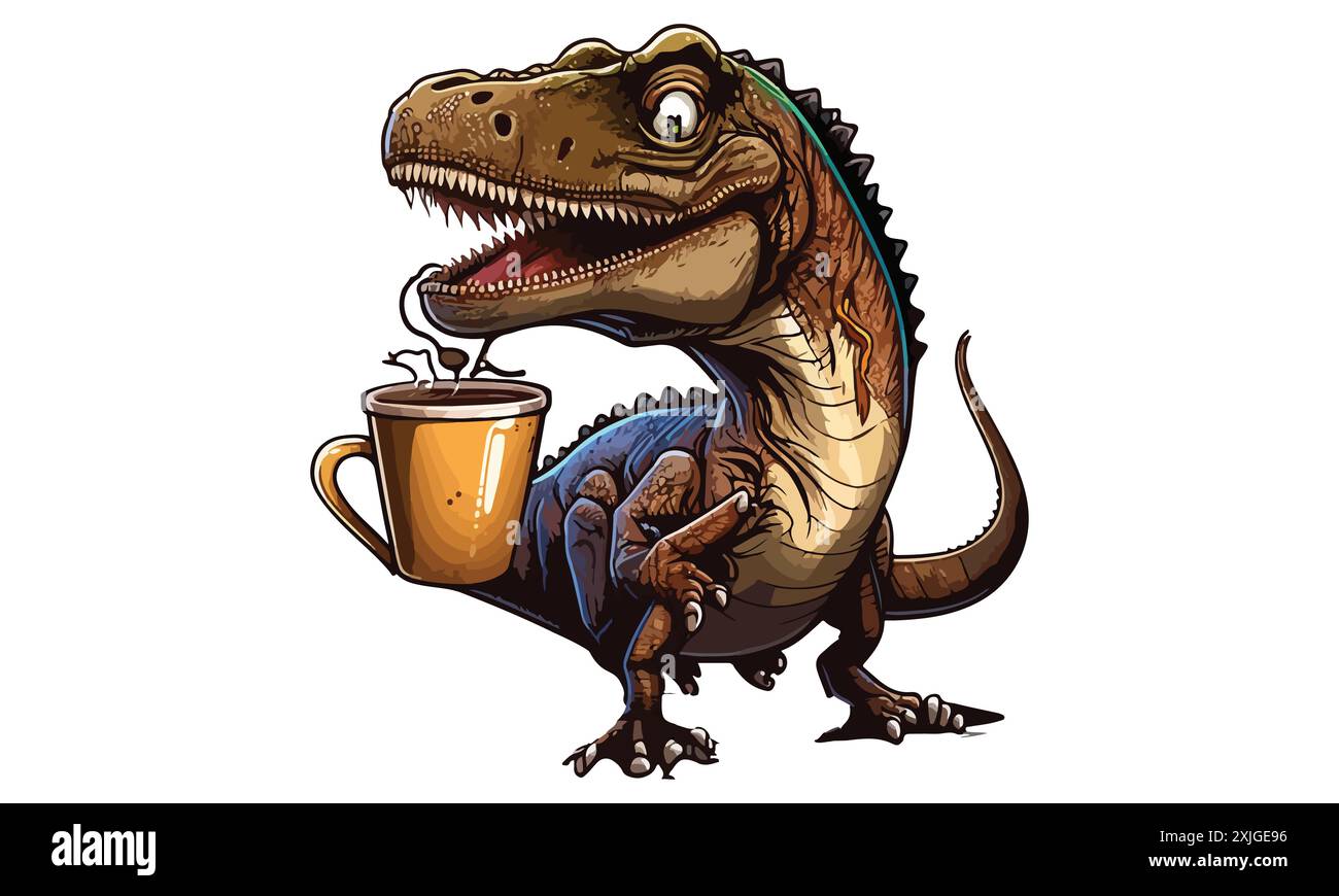 Dinosaur Drinking coffee vector illustration Stock Vector Image & Art ...