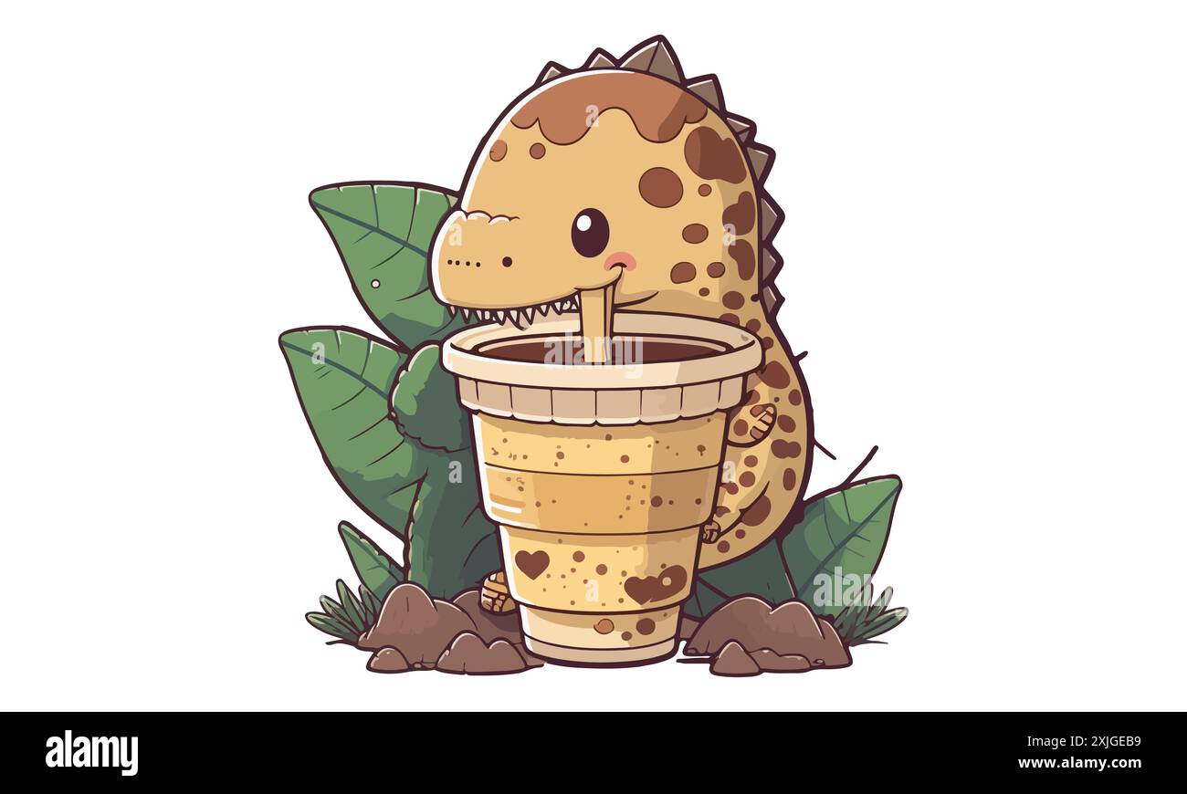 Dinosaur Drinking coffee vector illustration Stock Vector Image & Art ...