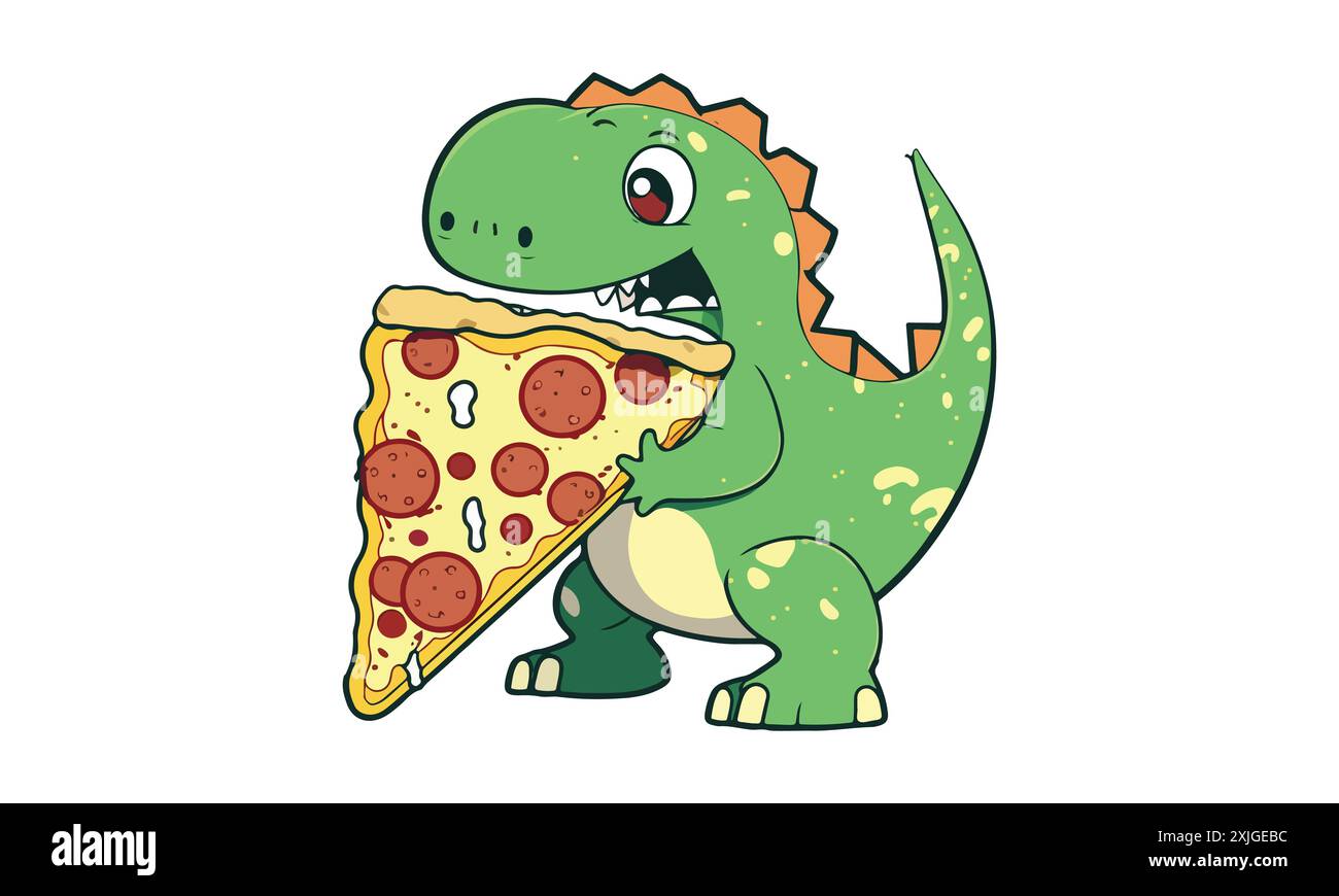 Dinosaur eating a pizza vector illustration Stock Vector Image & Art ...