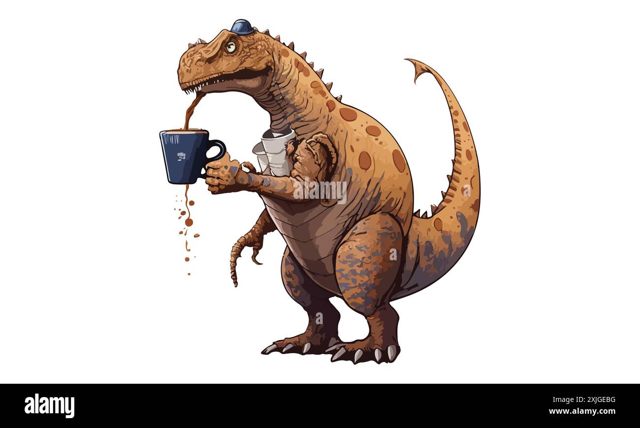Dinosaur Drinking coffee vector illustration Stock Vector Image & Art ...