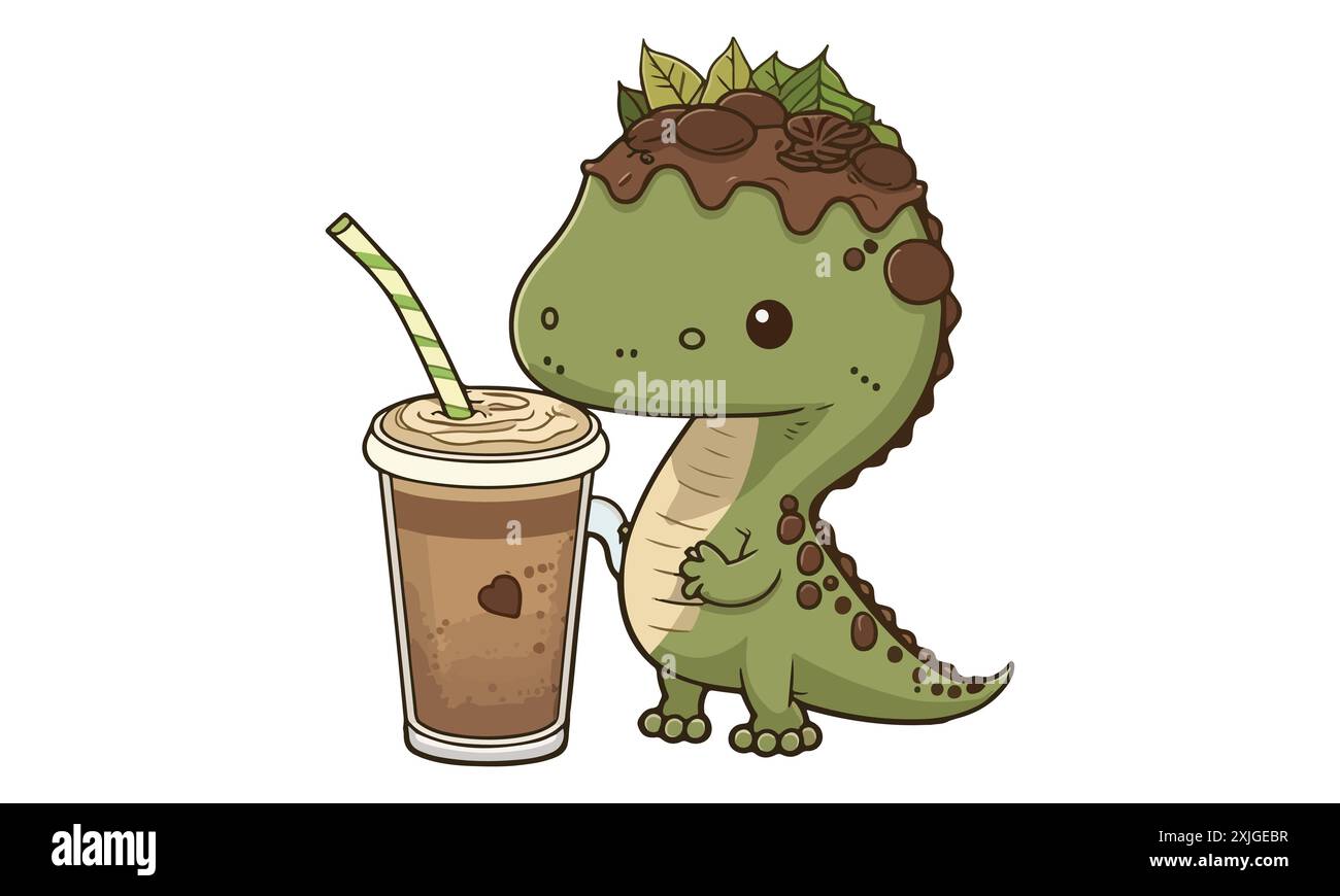 Dinosaur Drinking coffee vector illustration Stock Vector Image & Art ...