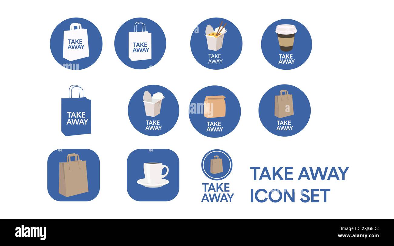 Vector Isolated Take Away Icon Set or Collection. Different Color Take ...