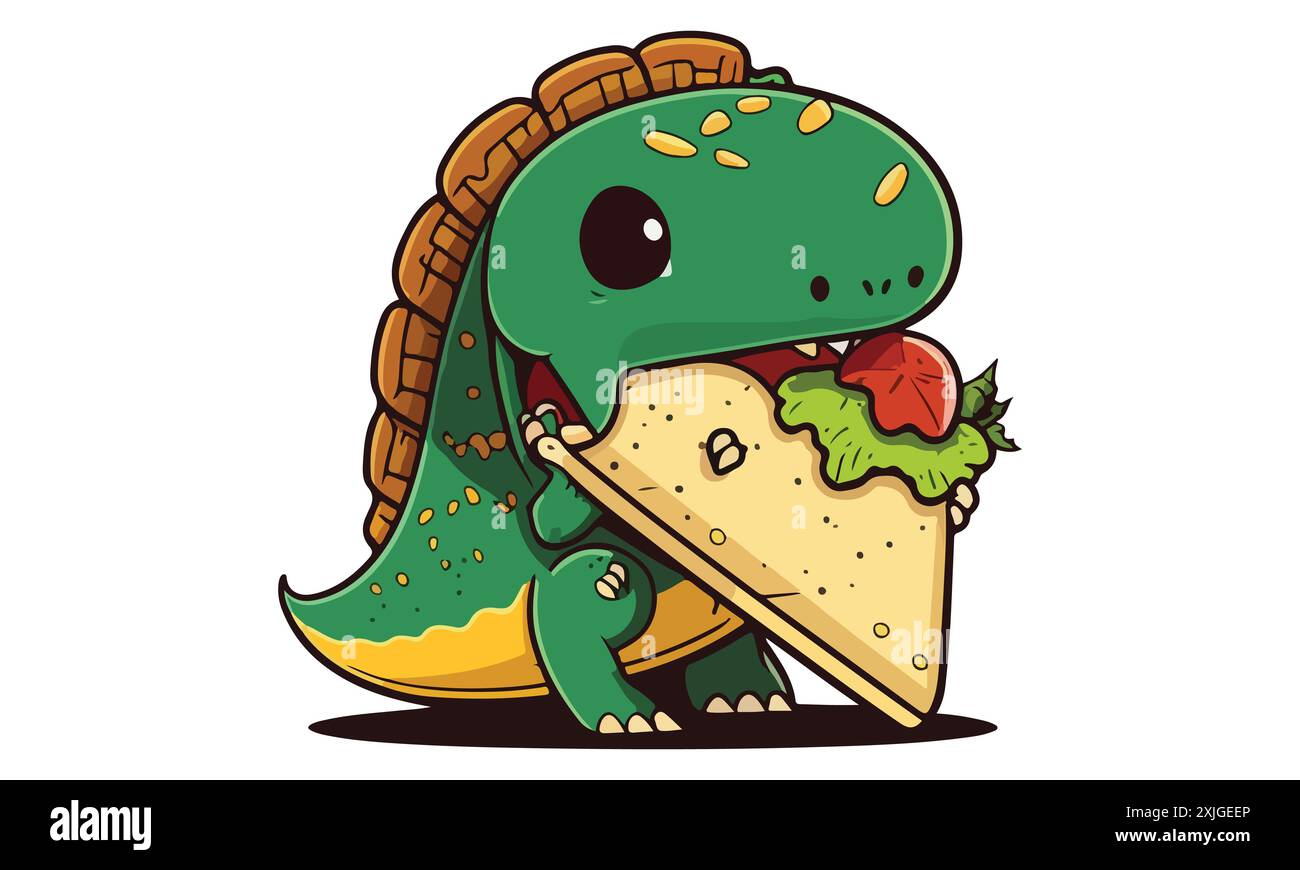 Dinosaur eating a taco vector illustration Stock Vector Image & Art - Alamy