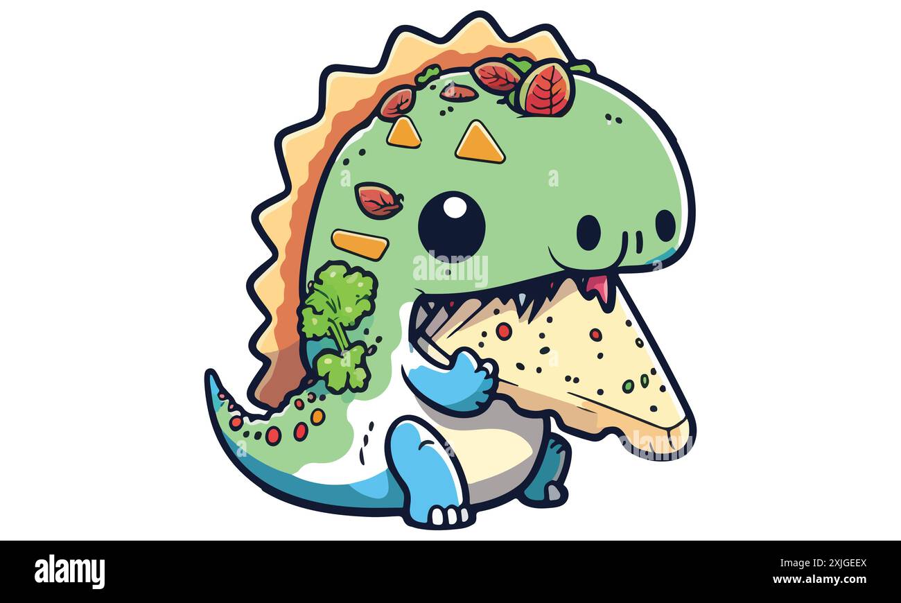 Dinosaur eating a taco vector illustration Stock Vector Image & Art - Alamy