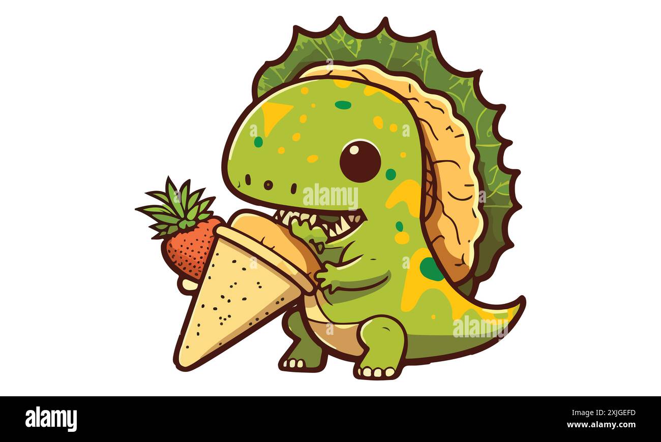 Dinosaur eating a taco vector illustration Stock Vector Image & Art - Alamy