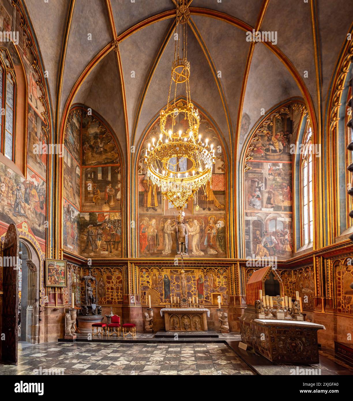 Prague, Czech Republic - June 25, 2024: Main Altar inside the ...