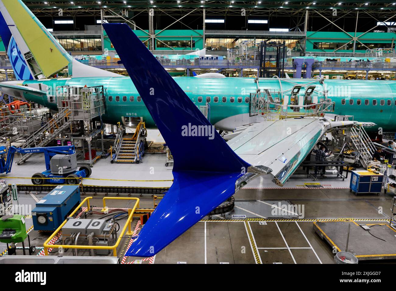 FILE - Boeing 737 MAX airplanes are shown on the assembly line during a ...
