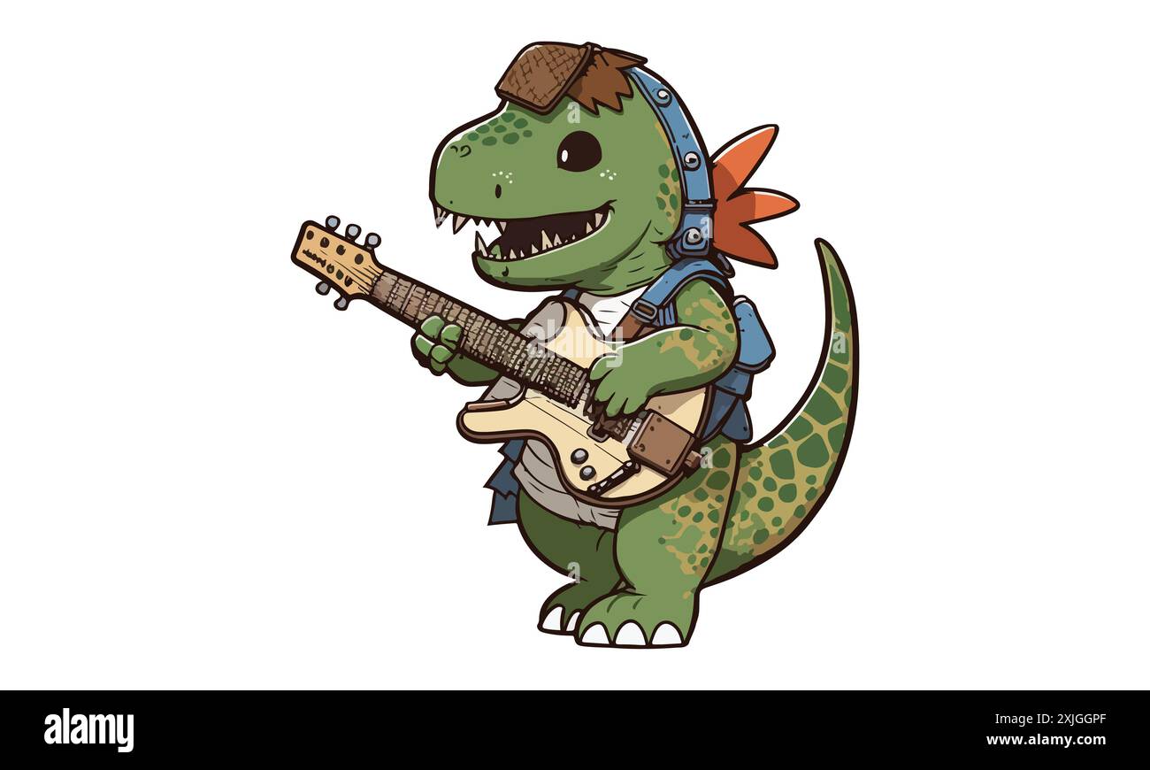 Dinosaur playing a guitar vector illustration Stock Vector Image & Art ...