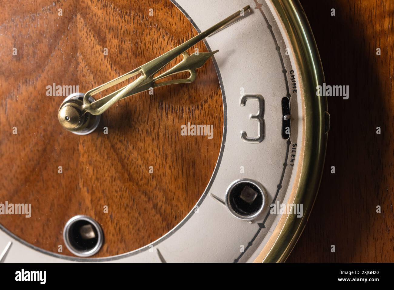 Vintage chiming mantel clock details, close up photo of white clock ...