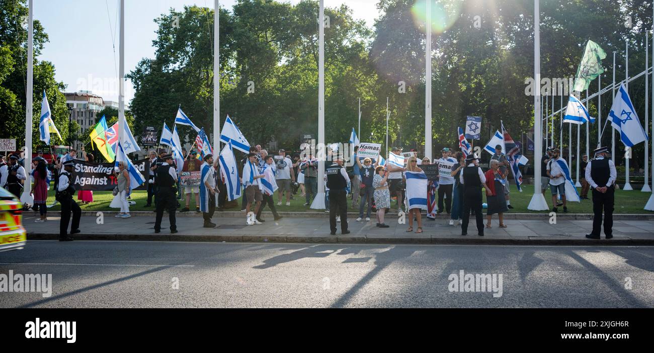 London, United Kingdom. 18 Jul 2024. Zionists and pro-Israel supporters ...