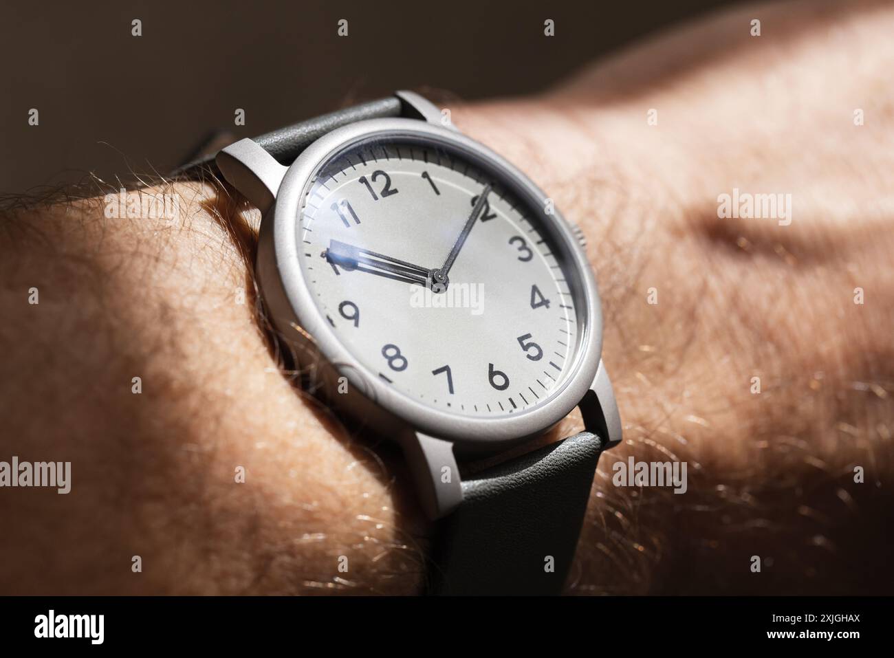 Automatic mechanical wrist watch with gray clock face and black Arabic ...