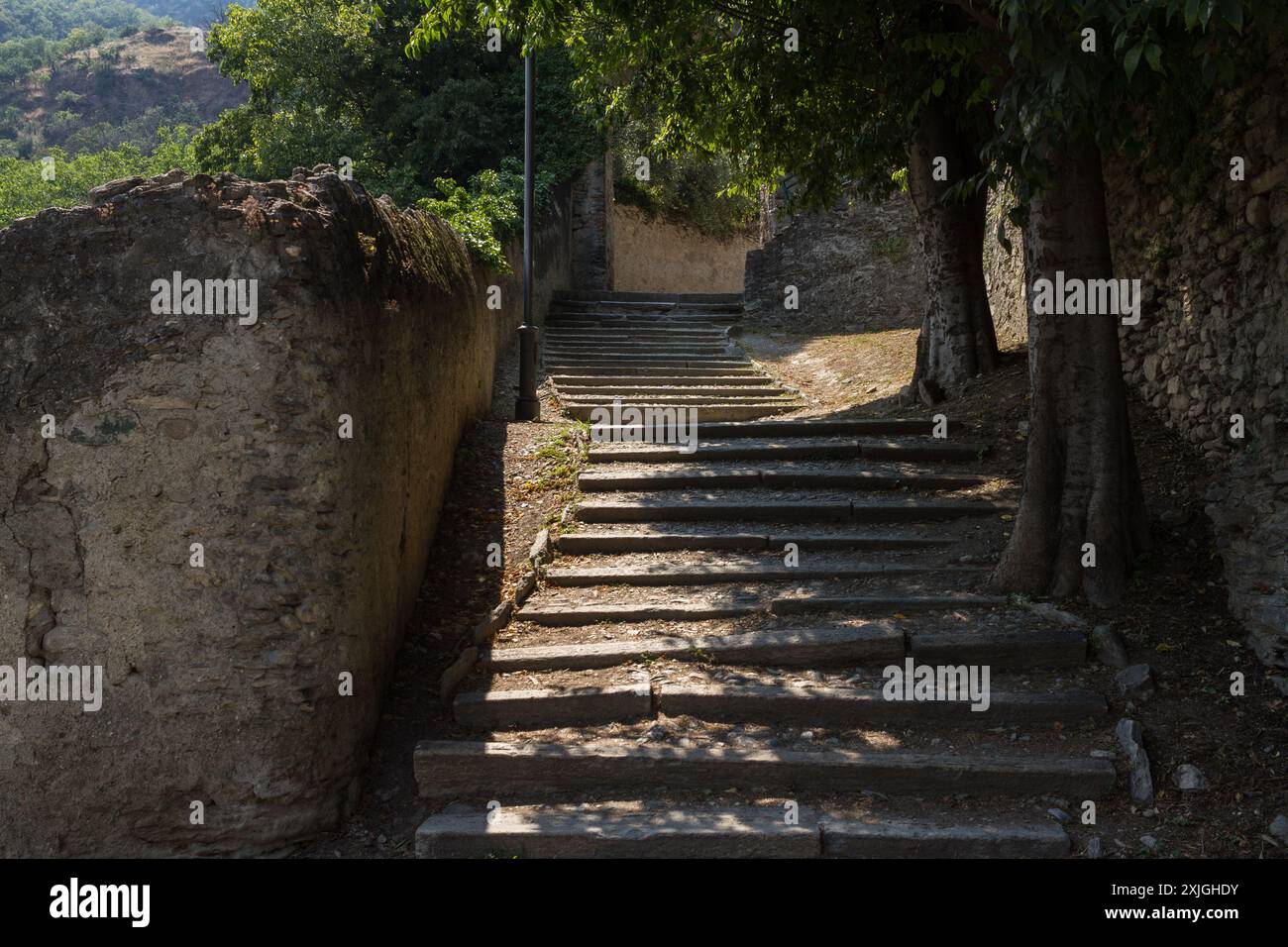 Ancient starcase in Susa, a typical and small town in Northern Italy ...