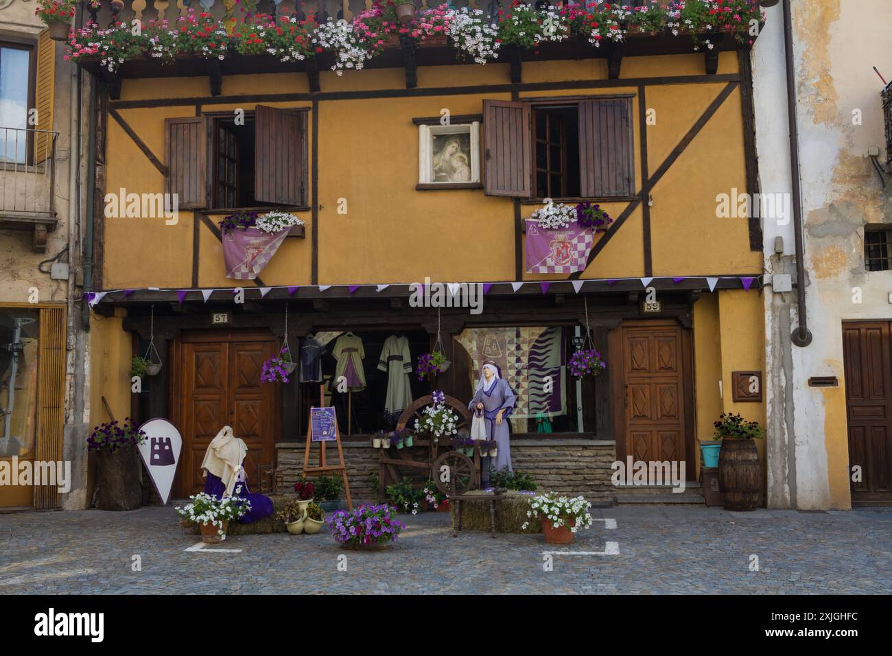 Borgo storico of Susa, typical and small town in Northern Italy, with ...