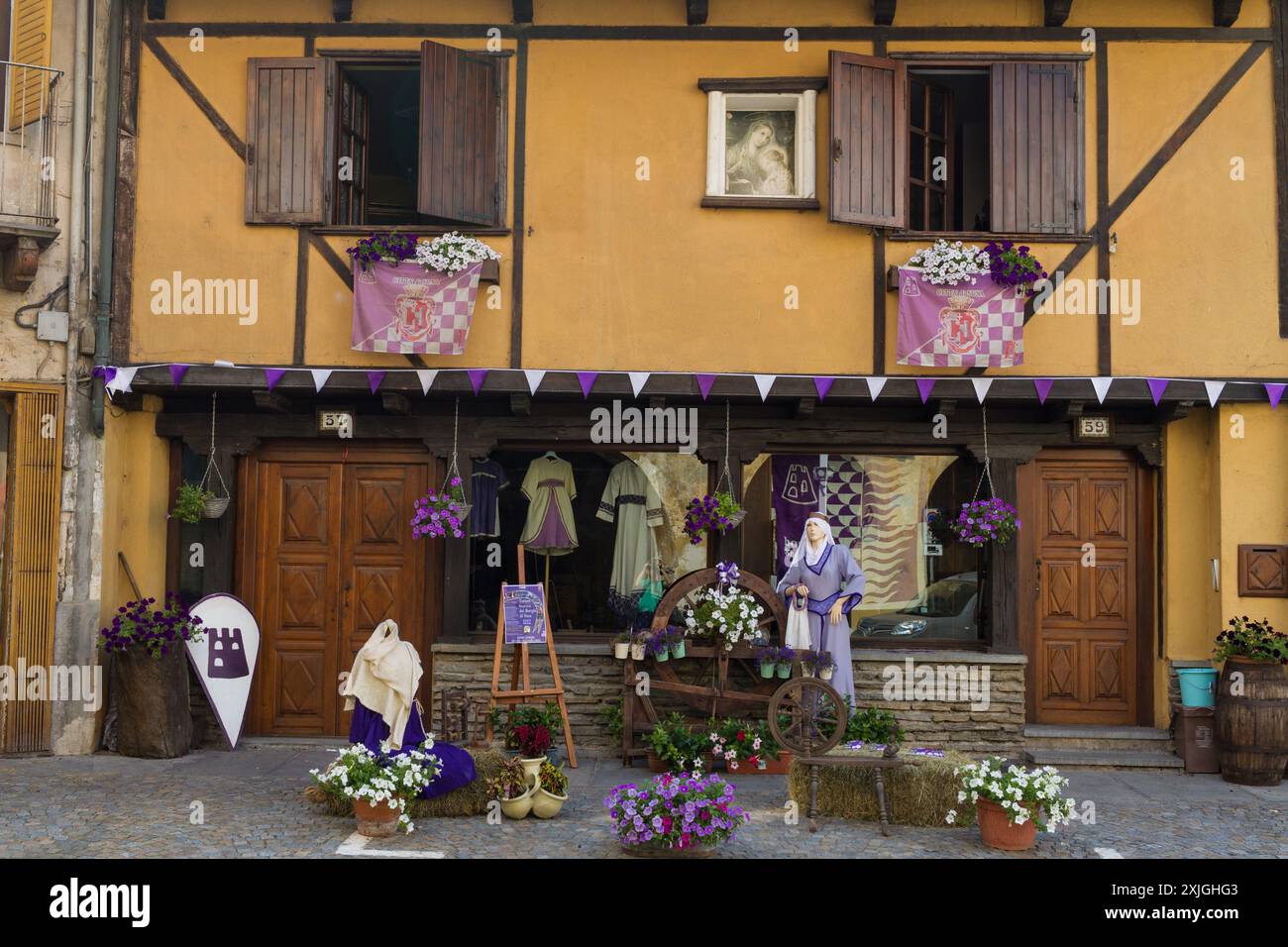 Borgo storico of Susa, typical and small town in Northern Italy, with ...