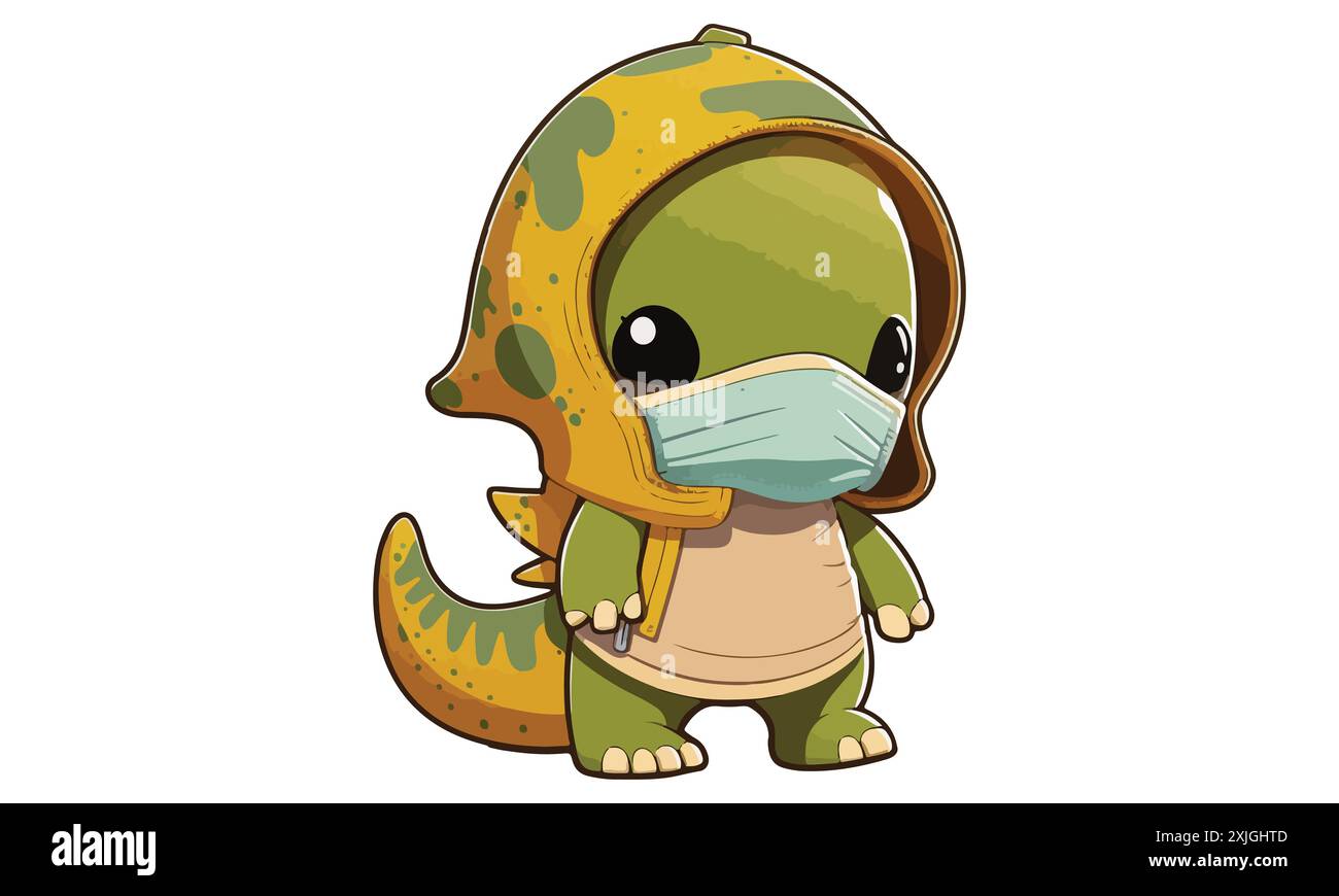 Dinosaur wearing a face mask vector illustration Stock Vector Image ...