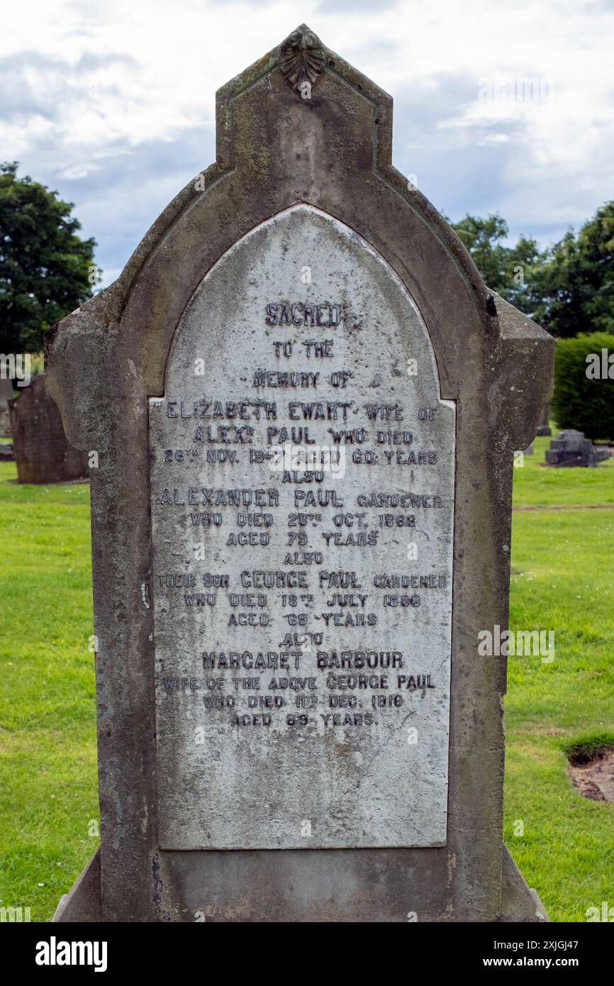 Gravestone of Alexander Paul and Elizabeth Ewart and family, North ...