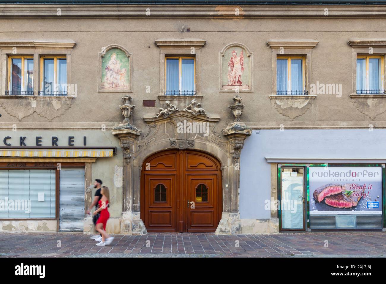 Baroque house gate with painting of St Florian, Hauptstrasse (Main ...
