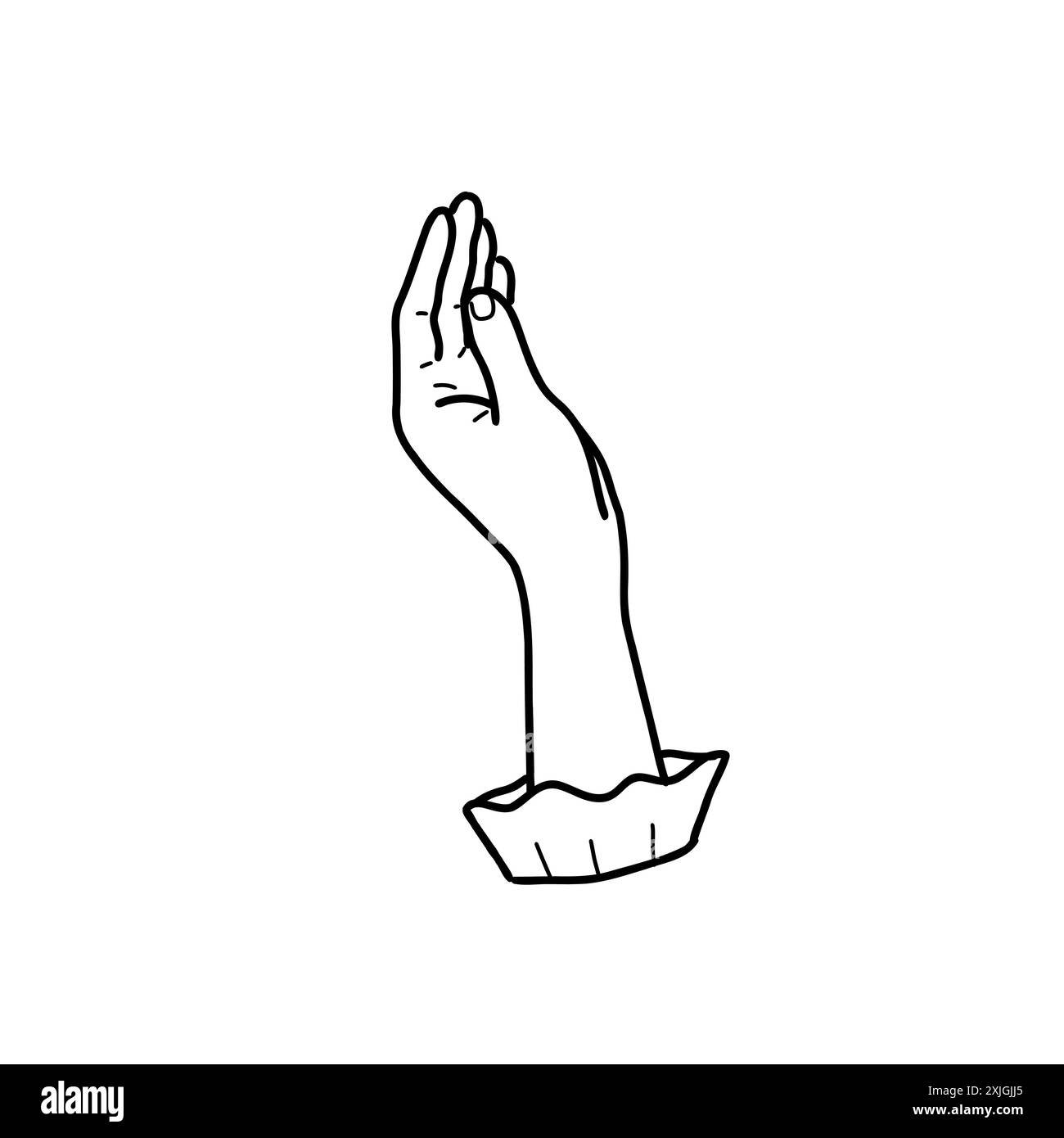 Female hand with sleeve isolated on a white background. Hand drawn ...