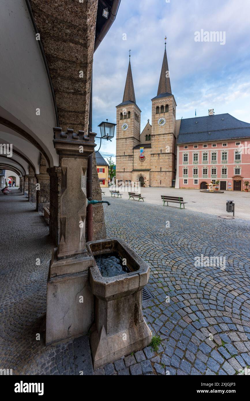 View of the Berchtesgaden Abbey Church and the Berchtesgaden Royal ...