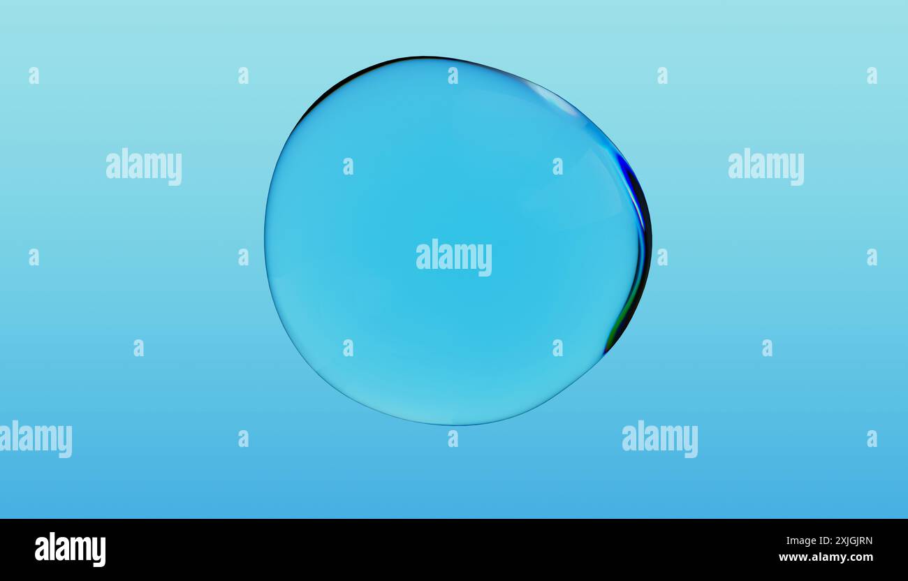 Abstract water bubble on blue background. Blue distorted droplet ...