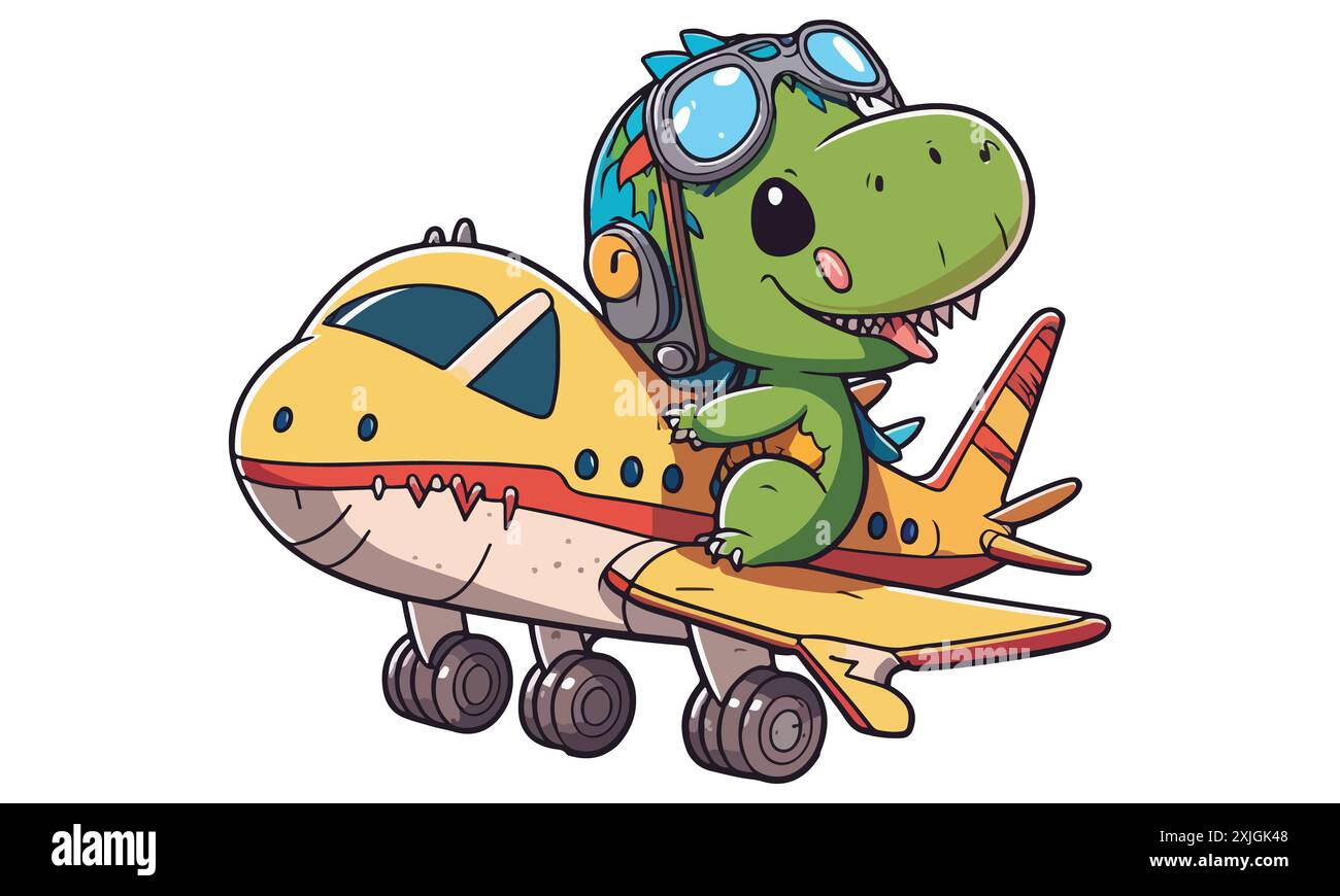 Dinosaur riding a plane vector illustration Stock Vector Image & Art ...