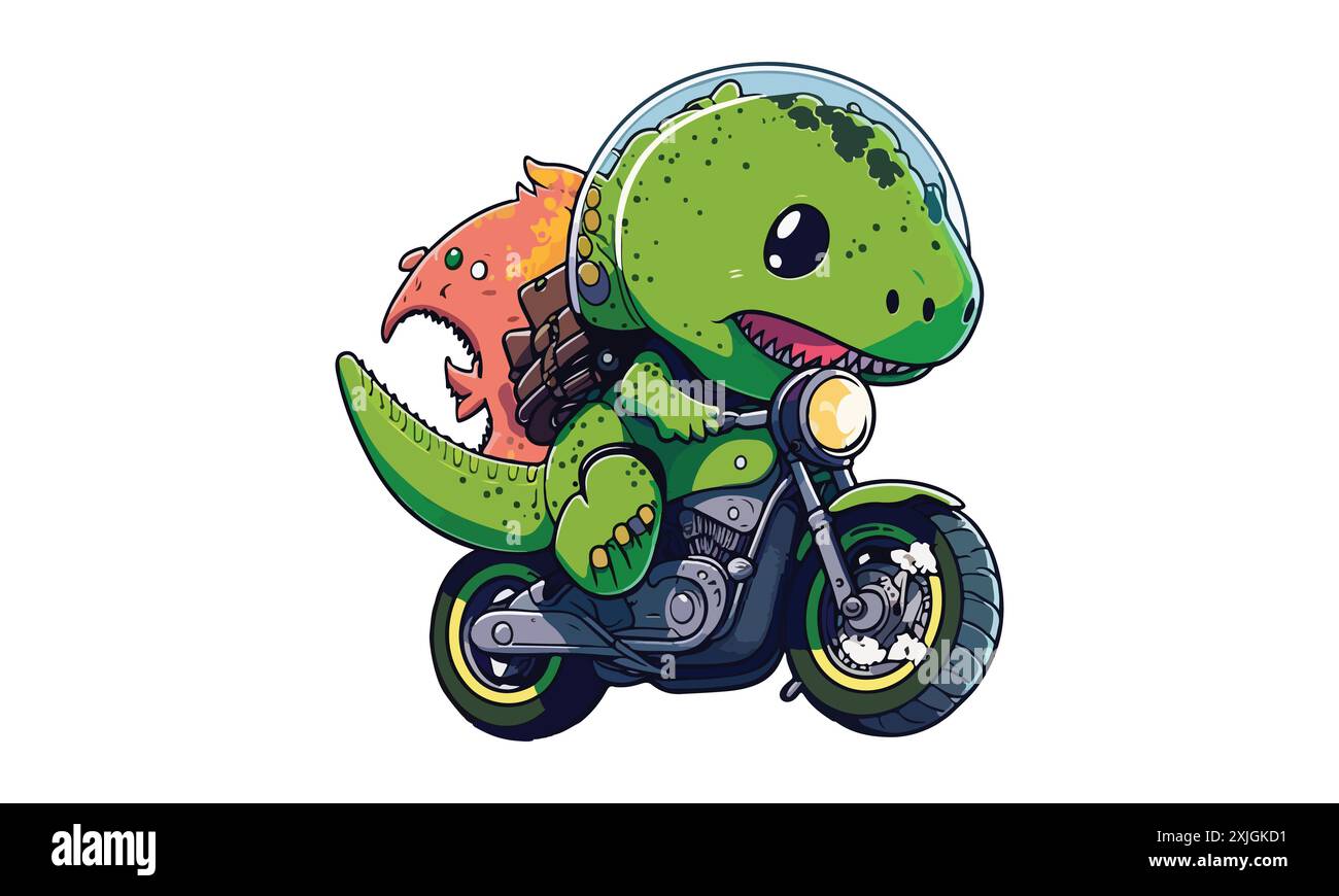 Dinosaur riding a motorcycle vector illustration Stock Vector Image ...