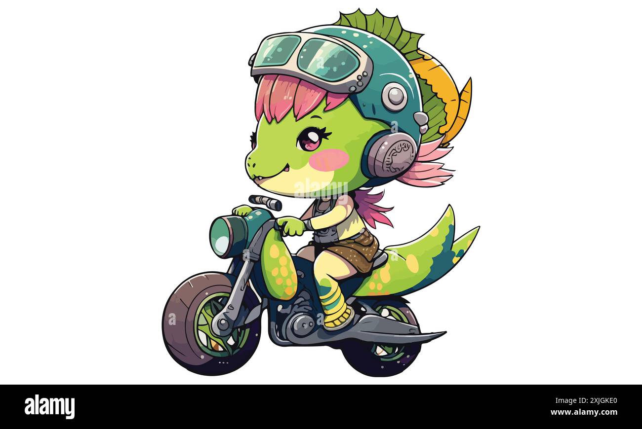 Dinosaur riding a motorcycle vector illustration Stock Vector Image ...