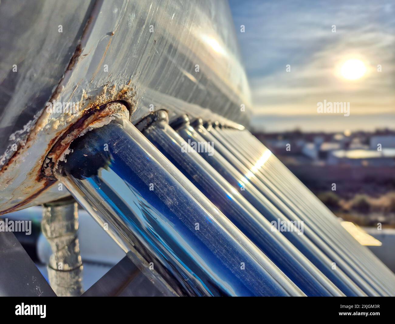 Water loss in solar hot water tank tubes Stock Photo - Alamy