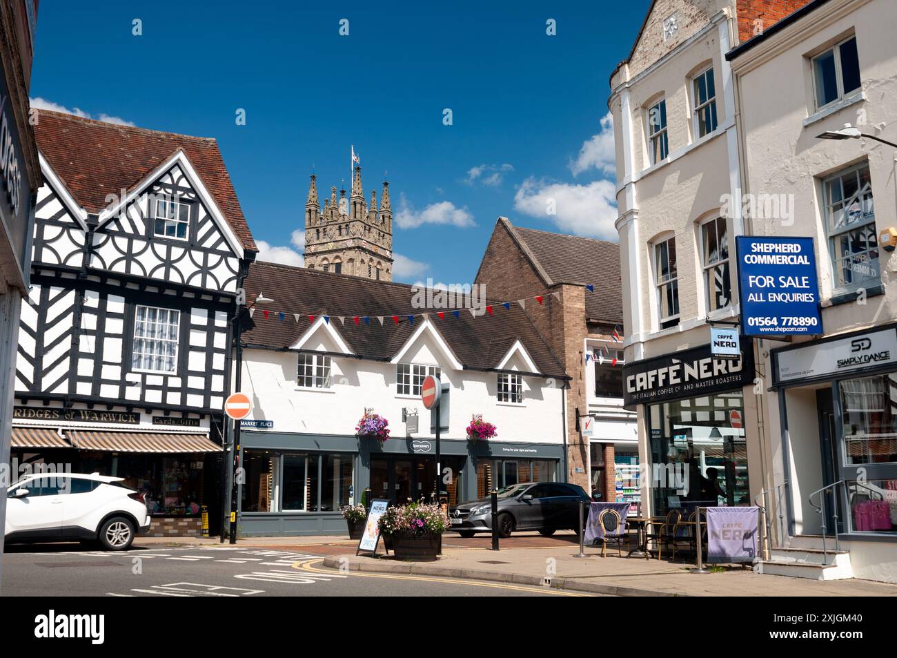 Warwick town centre, Warwickshire, England, UK Stock Photo - Alamy