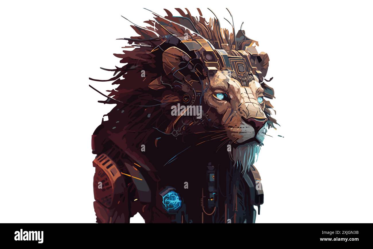 Lion Cyberpunk Vector Illustration Stock Vector Image & Art - Alamy
