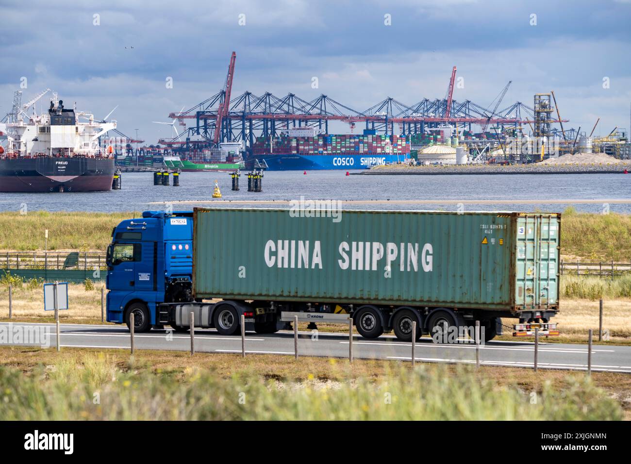 The seaport of Rotterdam, Netherlands, deep-sea port Maasvlakte 2, on ...