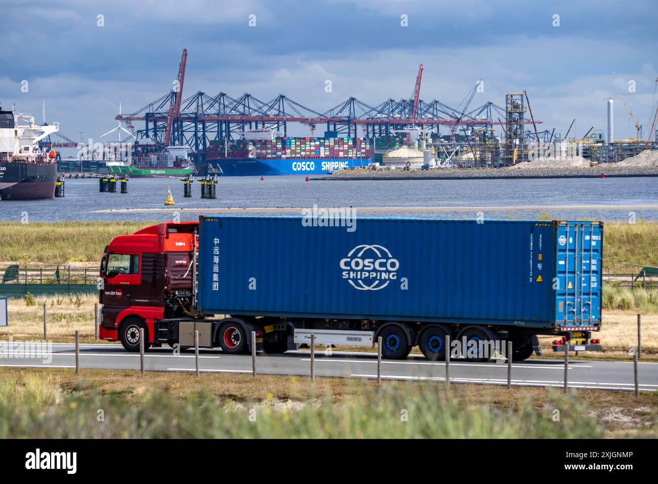 The seaport of Rotterdam, Netherlands, deep-sea port Maasvlakte 2, on ...