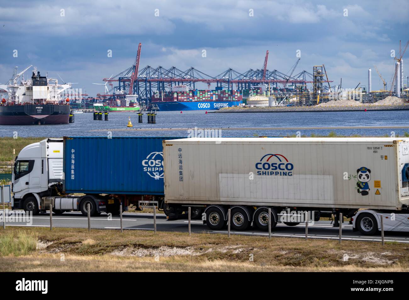 The seaport of Rotterdam, Netherlands, deep-sea port Maasvlakte 2, on ...