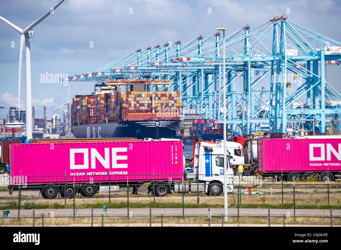 The seaport of Rotterdam, Netherlands, deep-sea port Maasvlakte 2, on ...