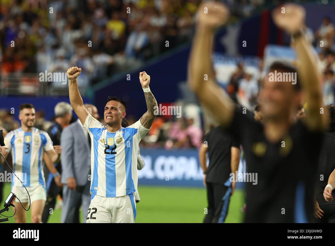 Argentina s forward Lautaro Martinez C celebrates after the Copa ...