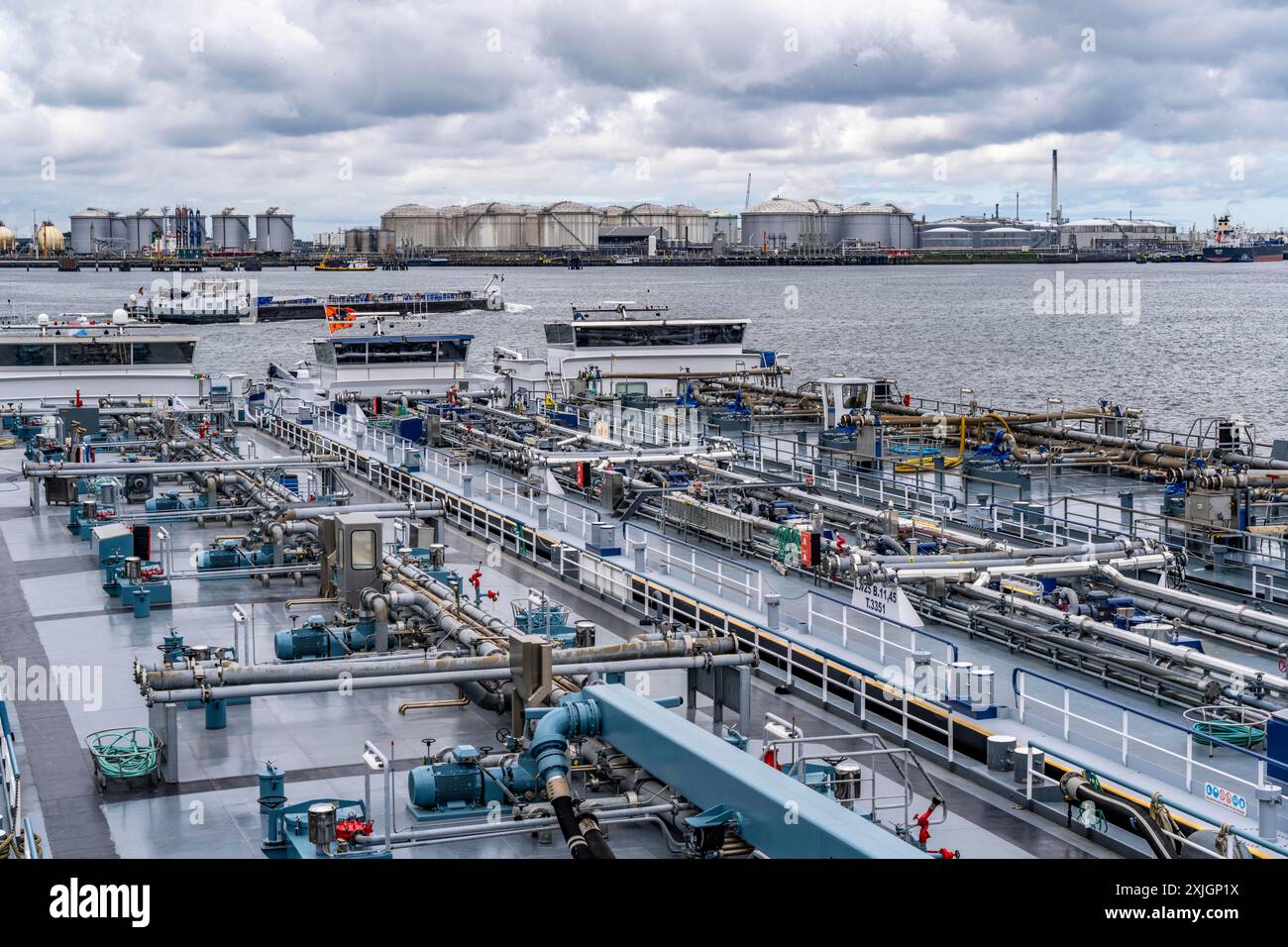 Inland tankers waiting for new cargo, in the Petroleumhaven, seaport of ...