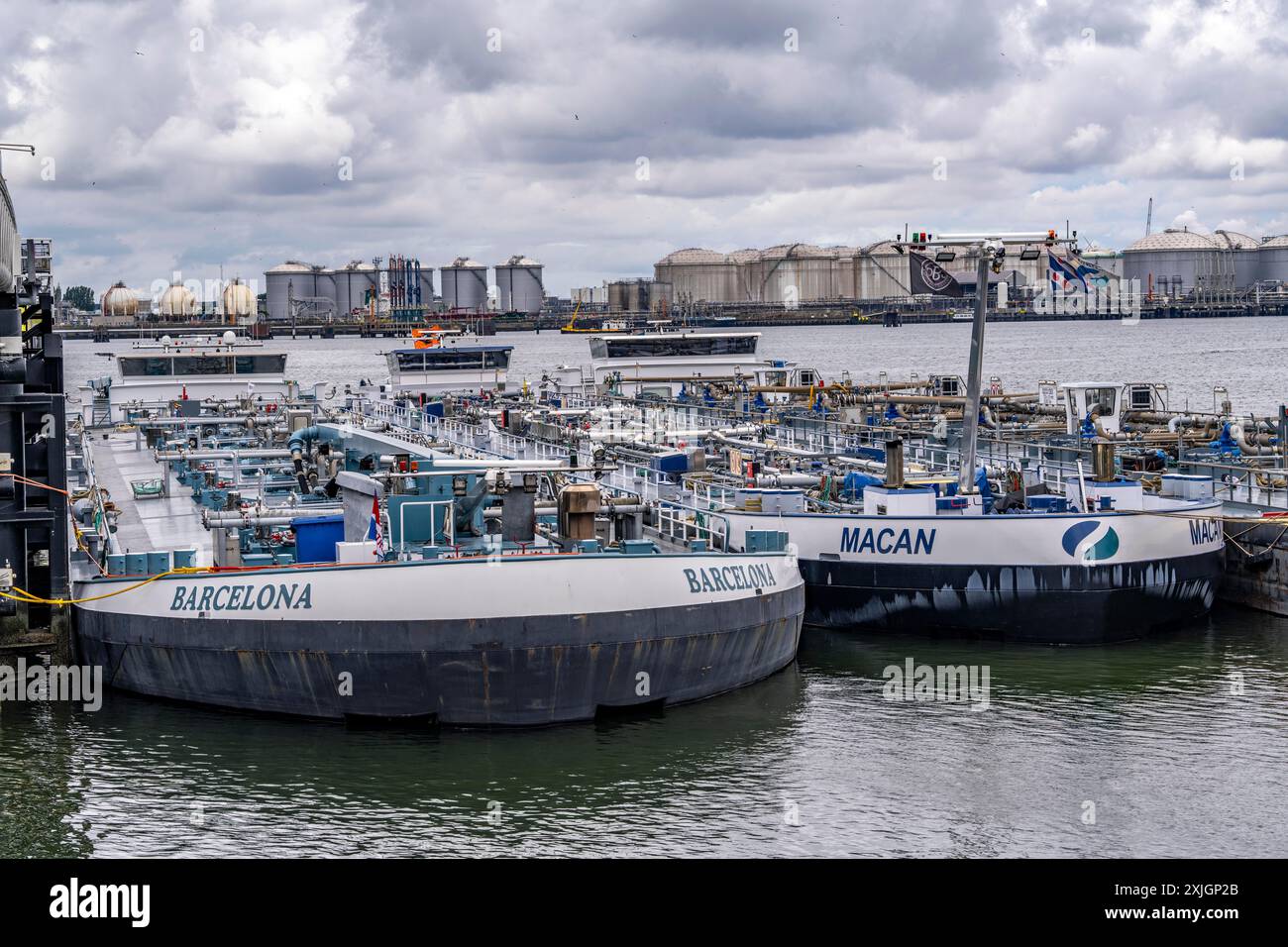 Inland tankers waiting for new cargo, in the Petroleumhaven, seaport of ...