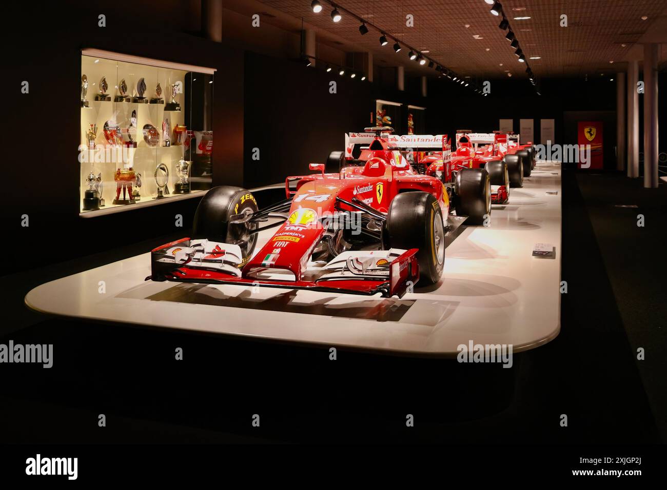 Fernando Alonso's Formula 1 Ferrari racing cars on display at the ...