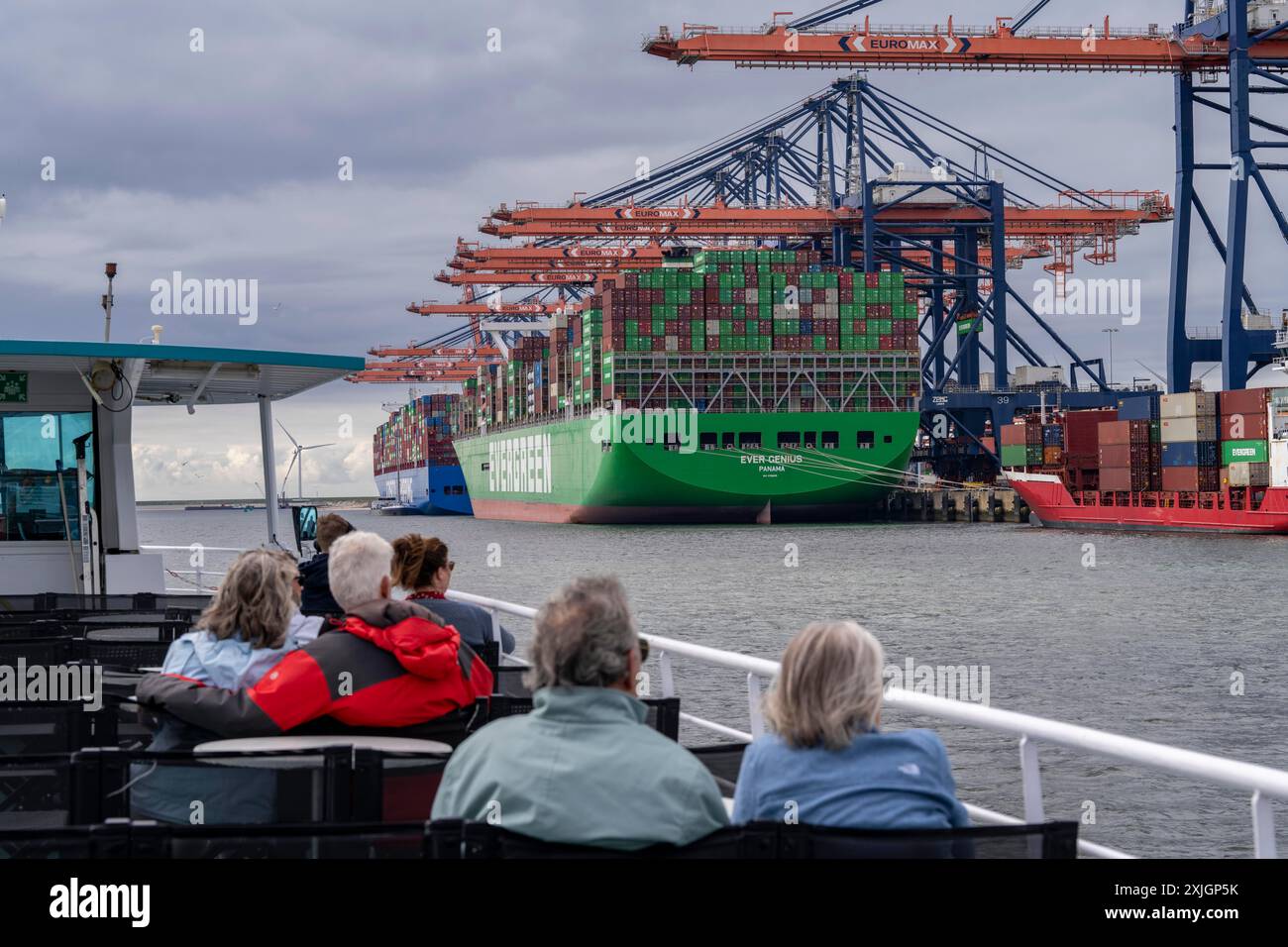 Harbor tour in the seaport of Rotterdam, Maasvlakte 2, container ...