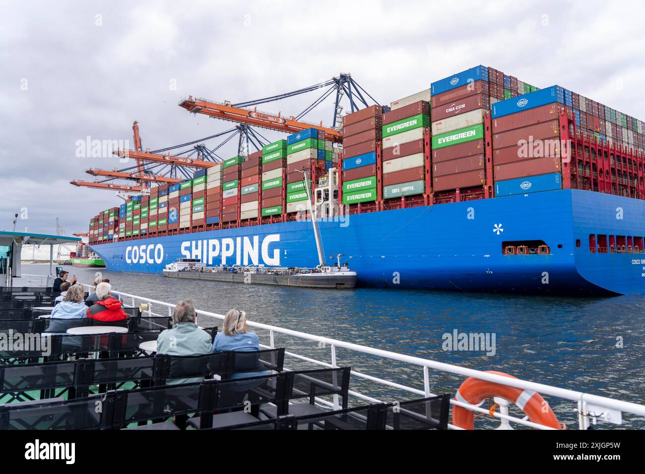 Harbor tour in the seaport of Rotterdam, Maasvlakte 2, container ...