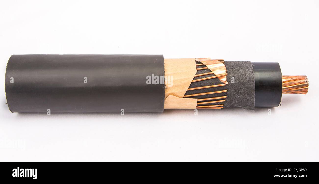 Cross section of high-voltage cable, polymer insulation Stock Photo - Alamy