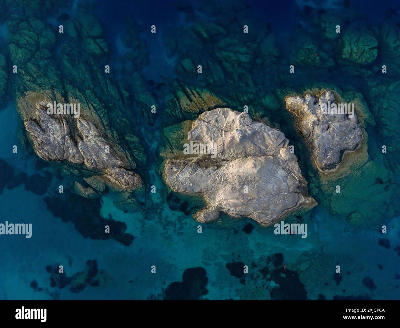 Aerial view of cliffs below sea level, Kos island, Greece Stock Photo ...