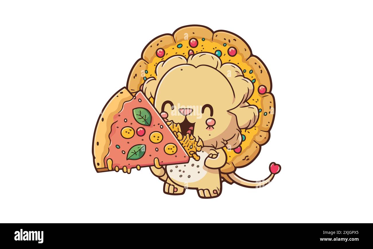 Lion eats Pizza Vector Illustration Stock Vector Image & Art - Alamy
