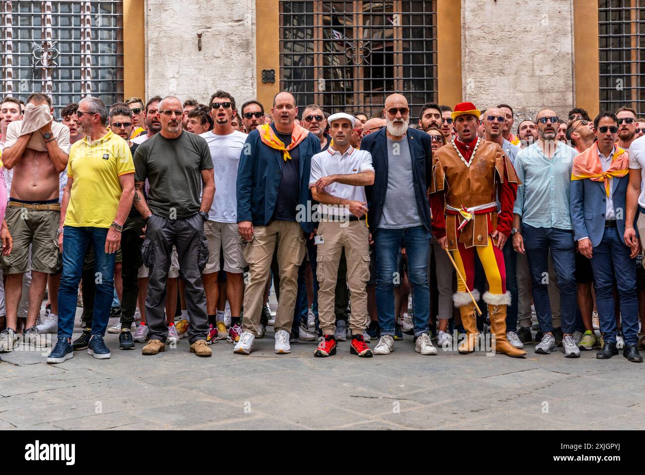 The Valdimontone Contrada Arrive In The Piazza Del Campo With Their ...