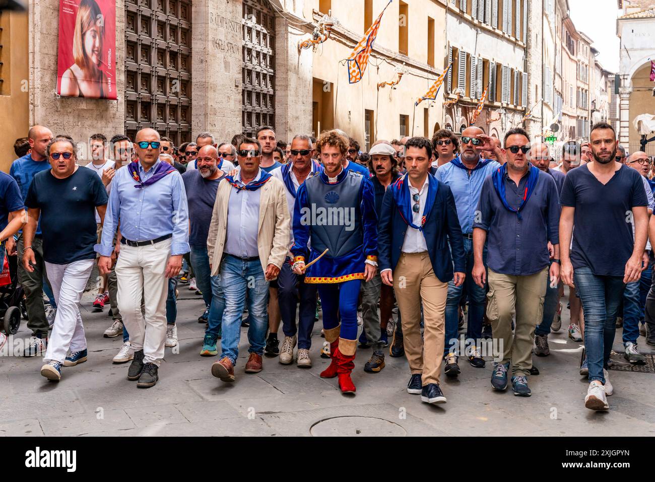 The Nicchio Contrada Walking To The Piazza Del Campo With Their Lucky ...