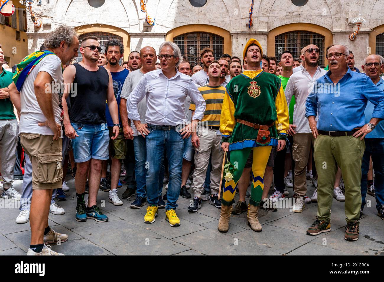 The Bruco Contrada Arrive In The Piazza Del Campo With Their Lucky ...